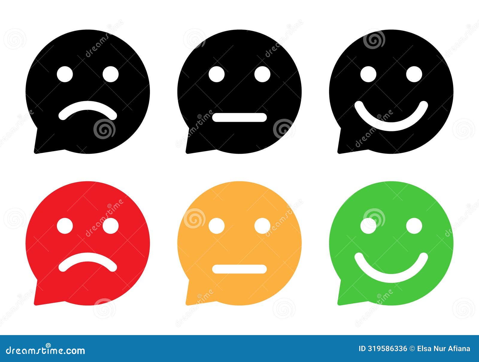 Feedback Emoji Speech Bubble Icon. Customer Review Emoticon Concept Stock Vector - Illustration ...
