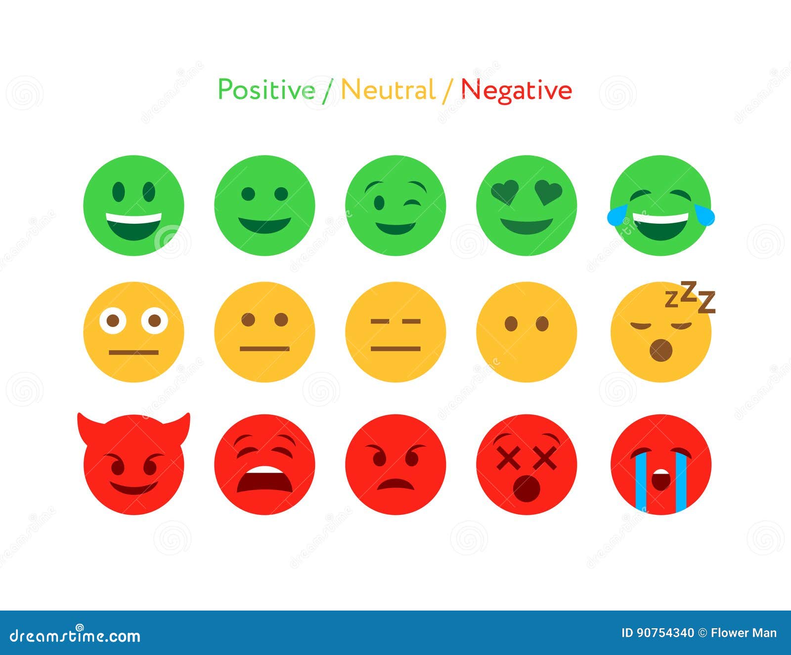 Feedback Emoticon Flat Design Icon Set Vector Illustration ...