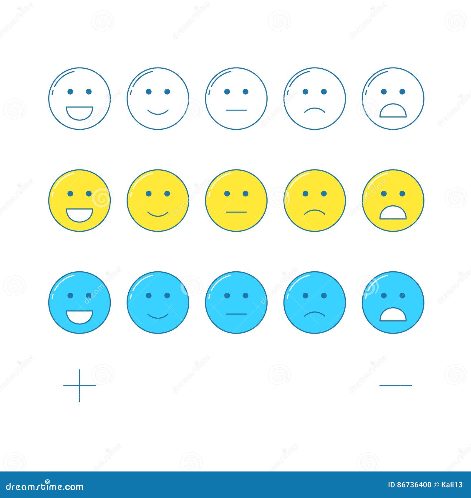 Feedback emoticon scale. stock vector. Illustration of face - 86736400