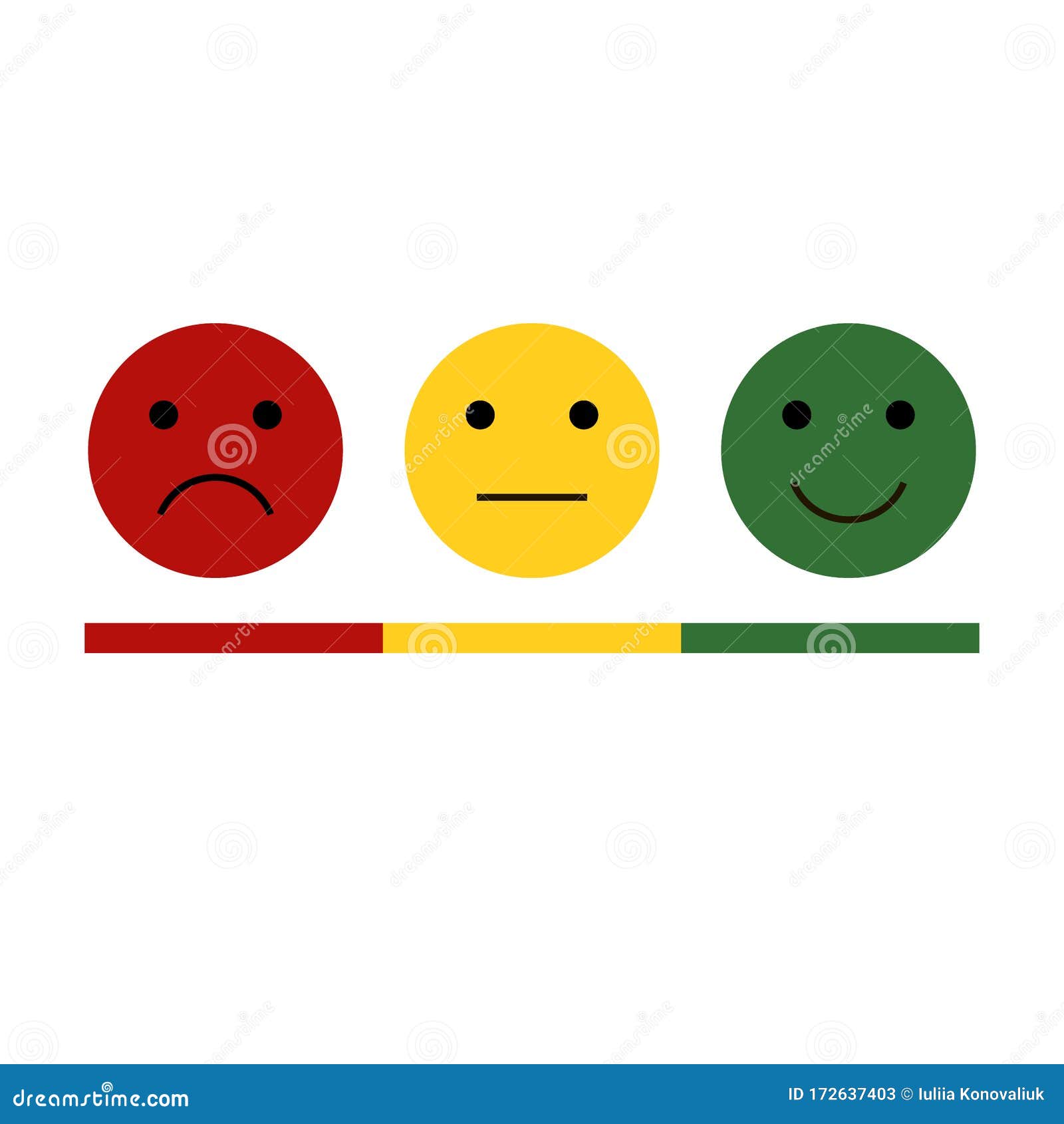 Feedback Emoticon Smile. Set of 3 Emoji Vector Stock Illustration ...