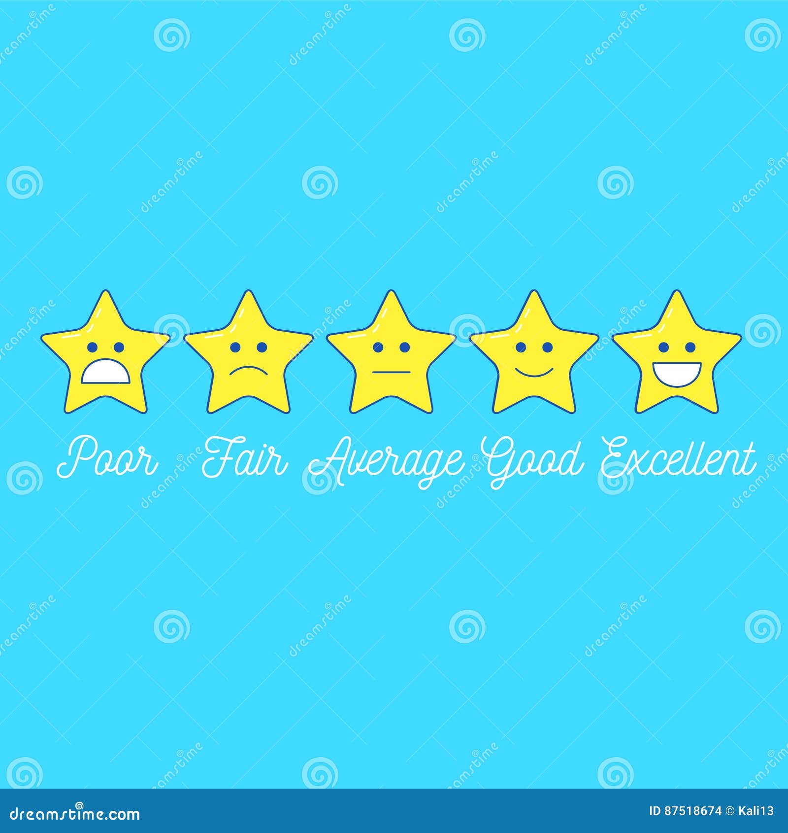 Feedback Emoticon Star Scale. Line Design Positive and Negative Stock ...