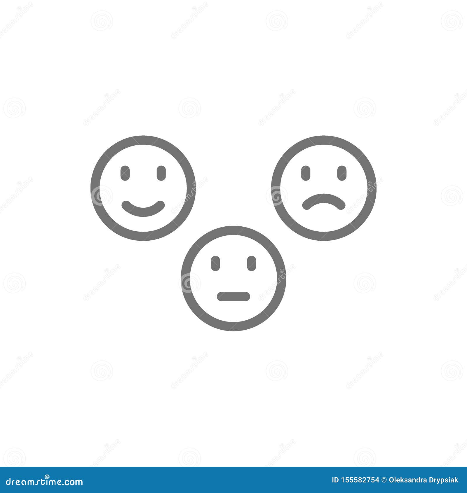 Feedback Emoticons, Positive, Neutral and Negative Faces Line Icon ...