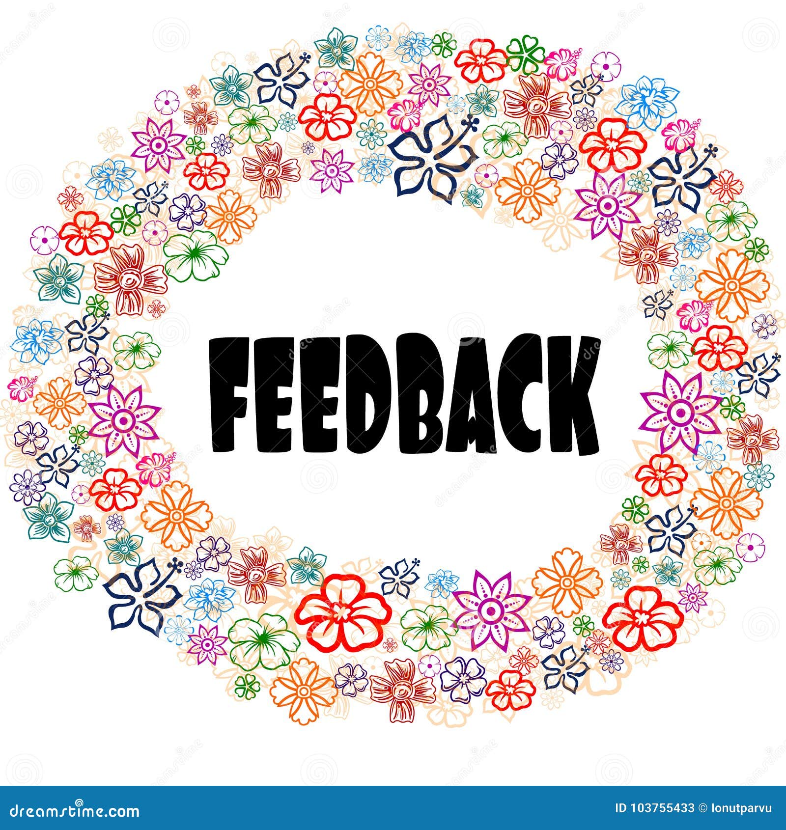FEEDBACK in floral frame. stock illustration. Illustration of type ...