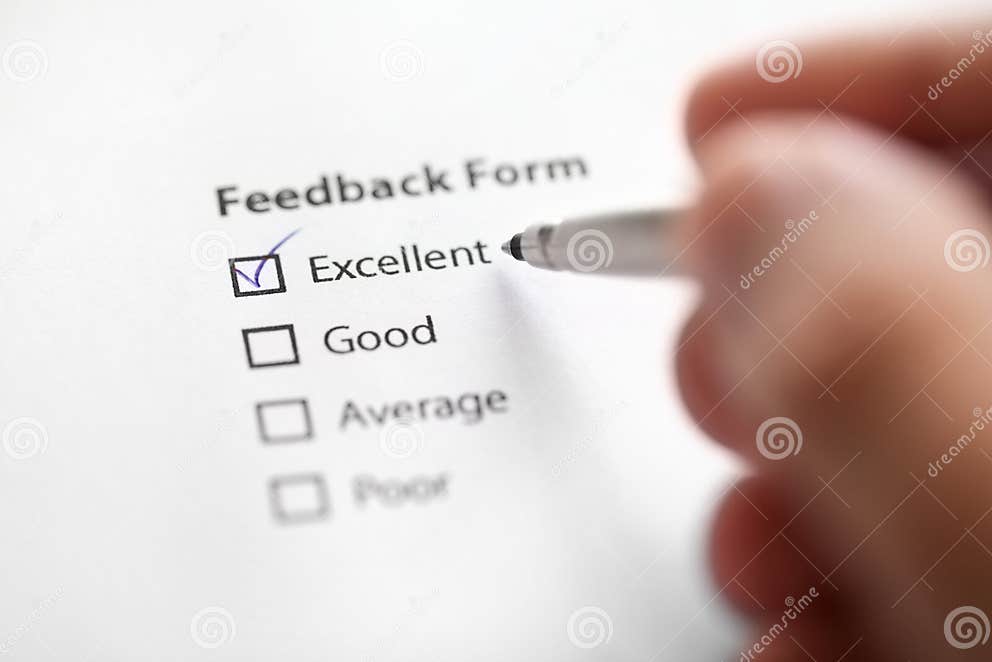 Feedback Form Checked with Excellent Stock Photo - Image of mark ...