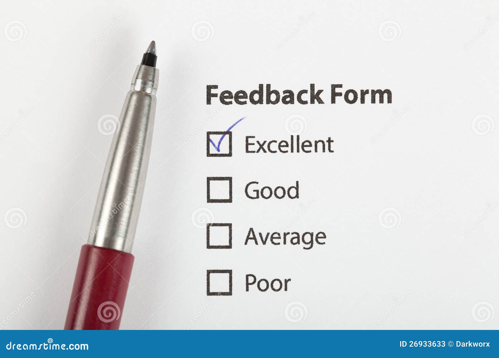 Feedback Form Checked with Excellent Stock Image - Image of improve ...