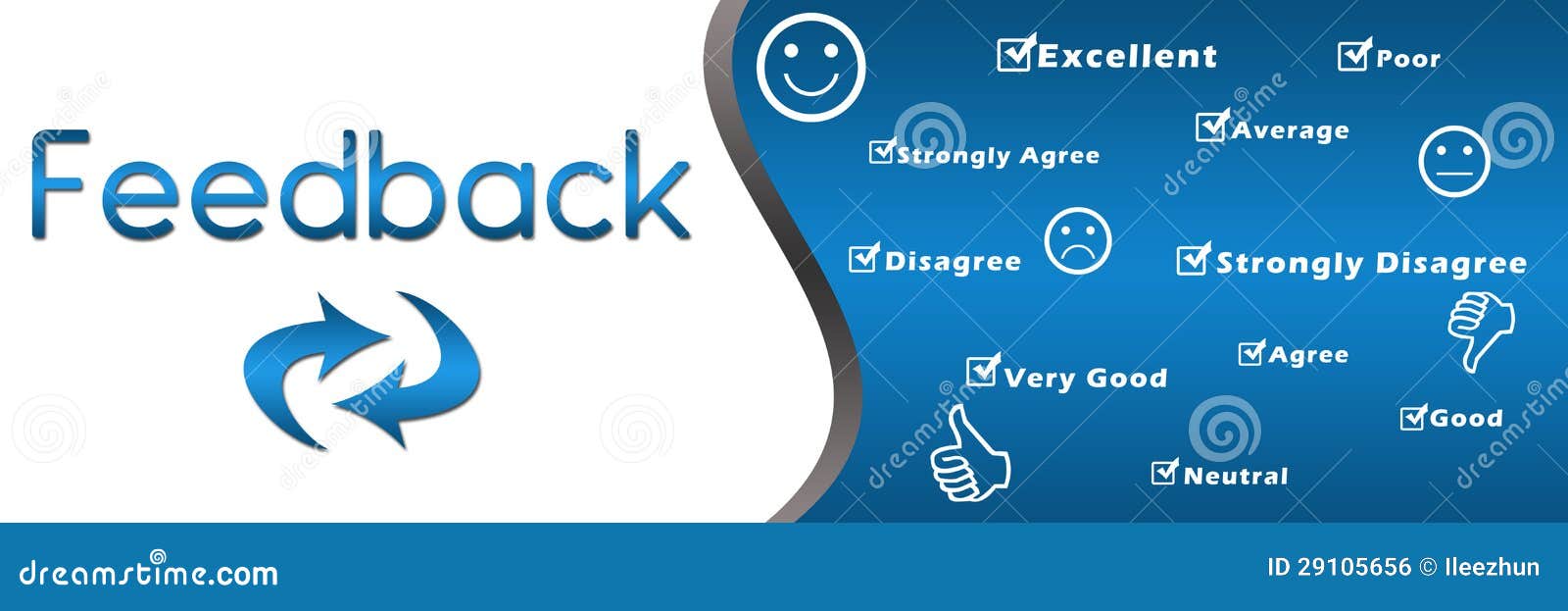Feedback Header with Keywords - Blue Stock Illustration - Illustration ...