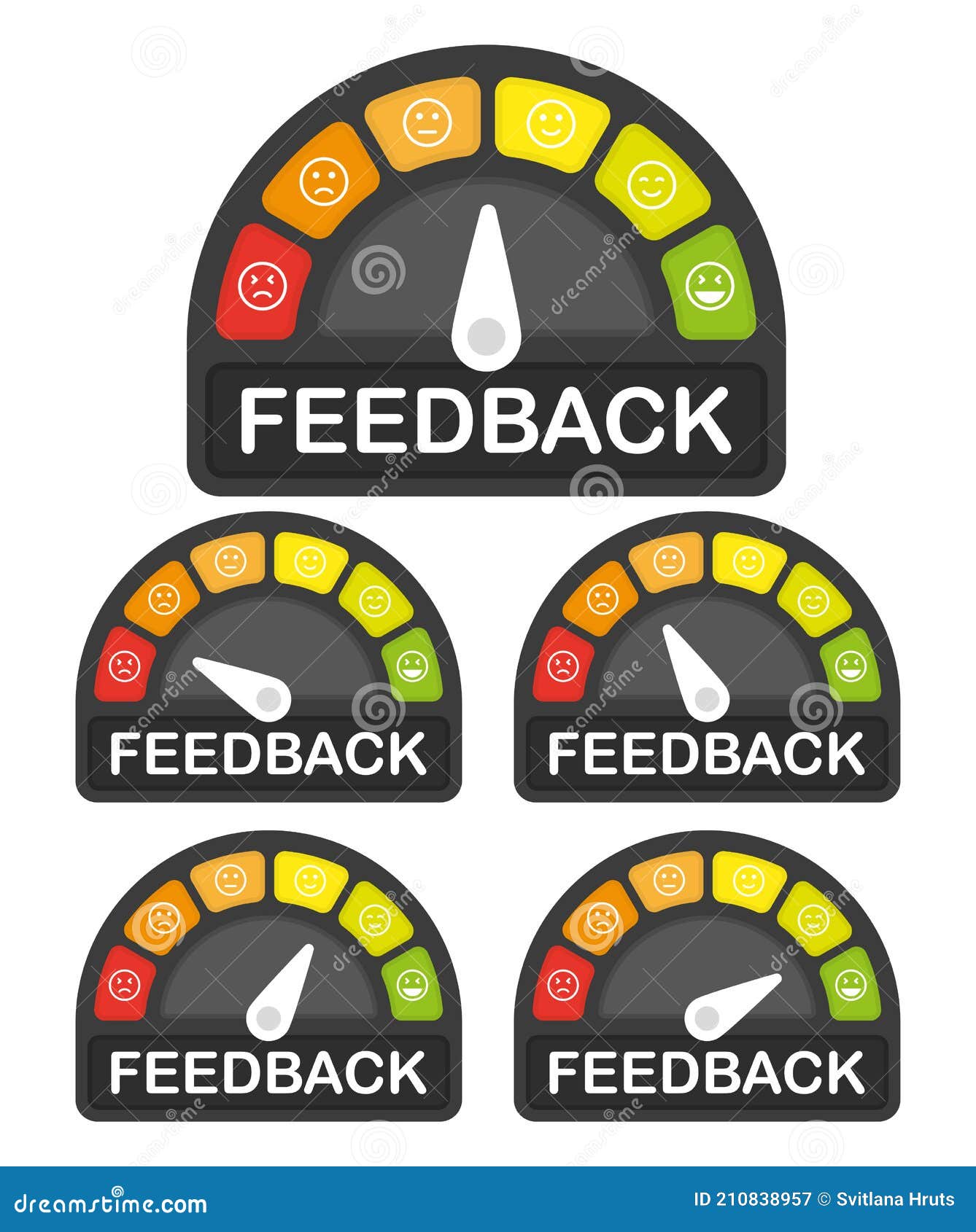 FEEDBACK Icon Set On Speedometer On White Background. High Risk Meter ...