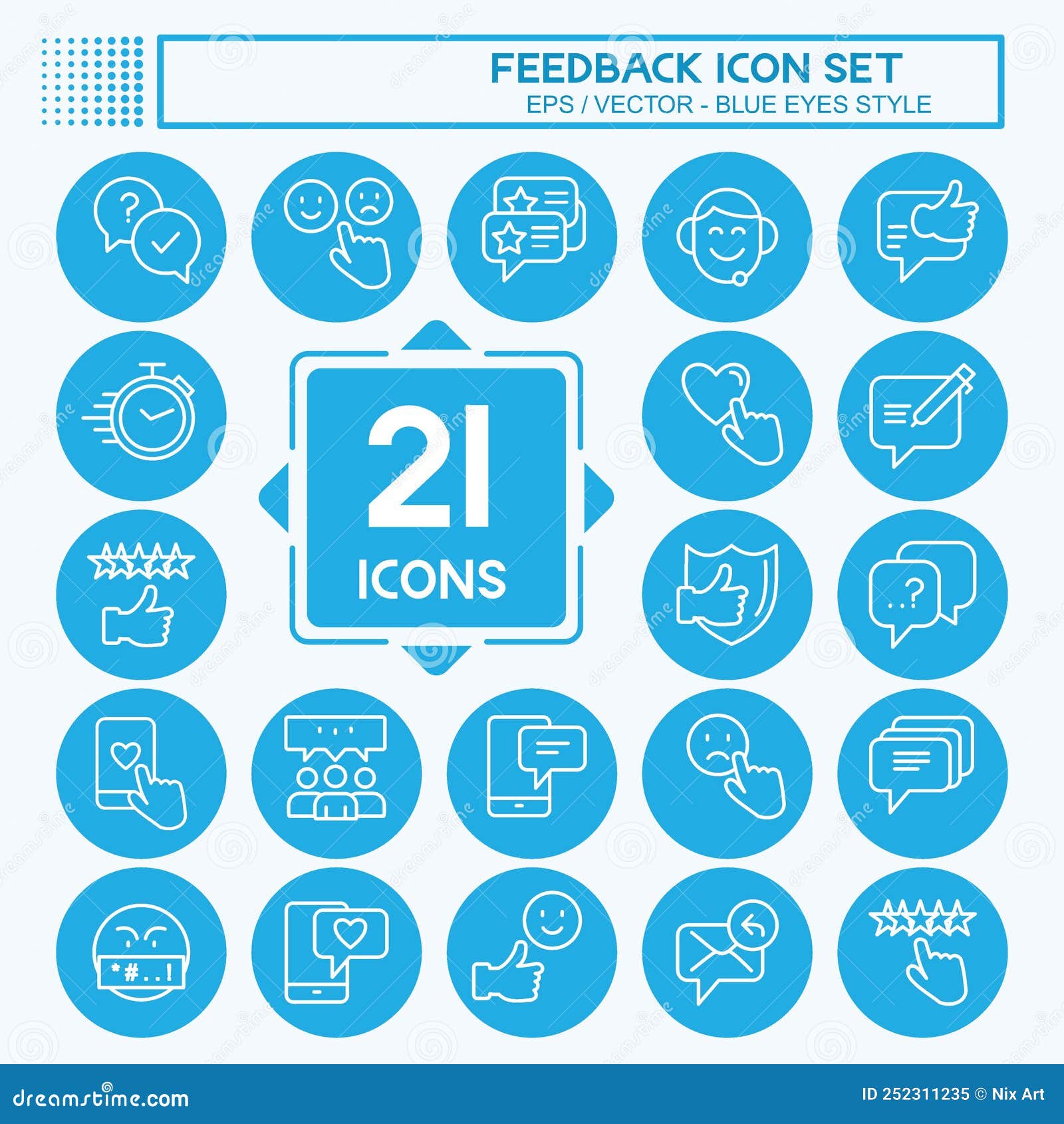 Feedback Icon Set. Suitable for Web Interface Symbol. Blue Eyes Style ...