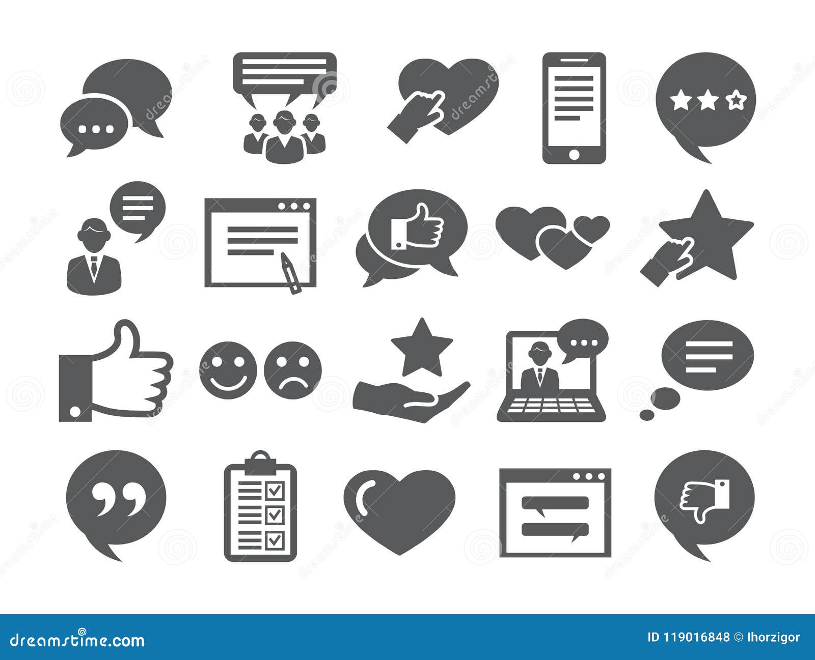 Feedback icons set stock vector. Illustration of marketing - 119016848