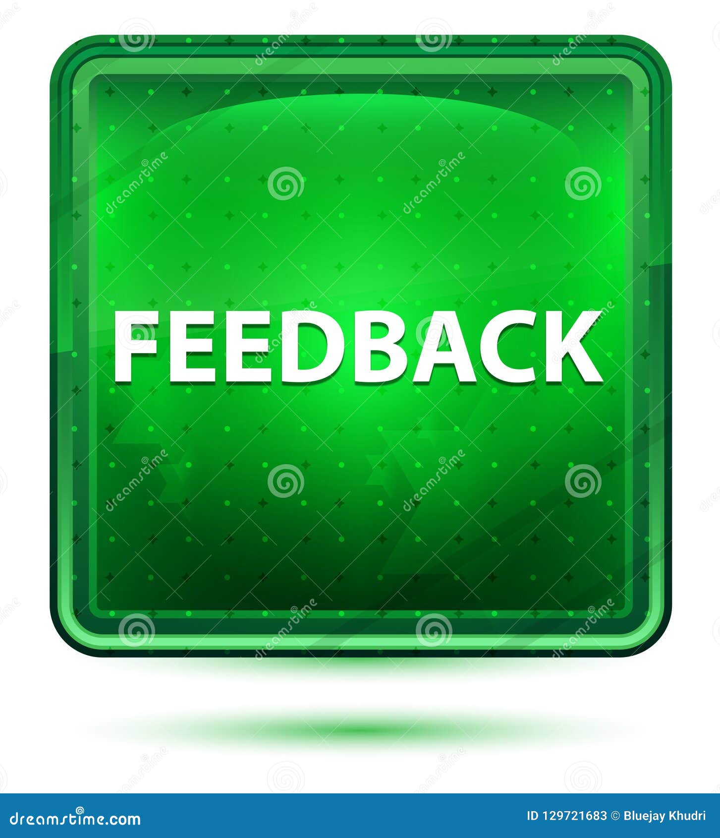 Feedback Neon Light Green Square Button Stock Illustration ...