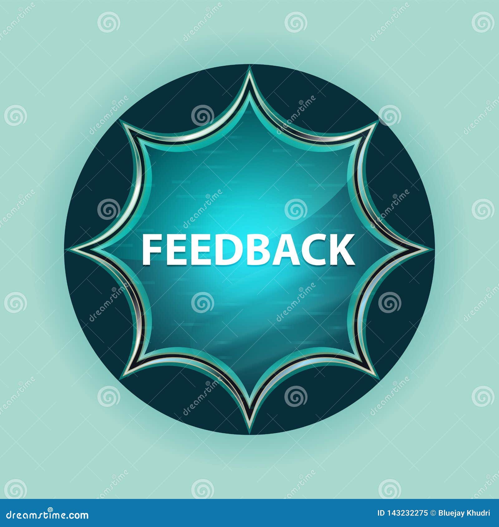 Feedback Magical Glassy Sunburst Blue Button Sky Blue Background Stock ...