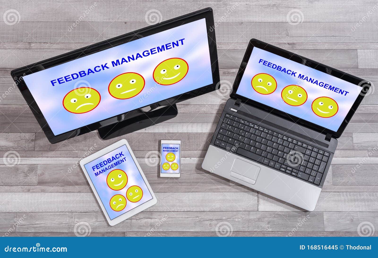 Feedback Management Concept on Different Devices Stock Image - Image of ...