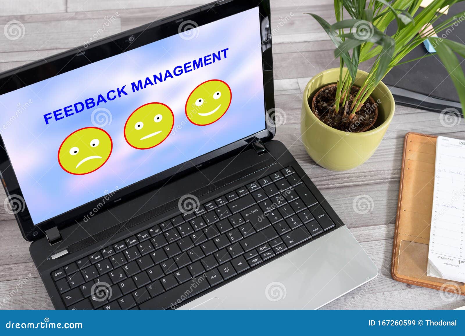 Feedback Management Concept on a Laptop Stock Image - Image of icons ...