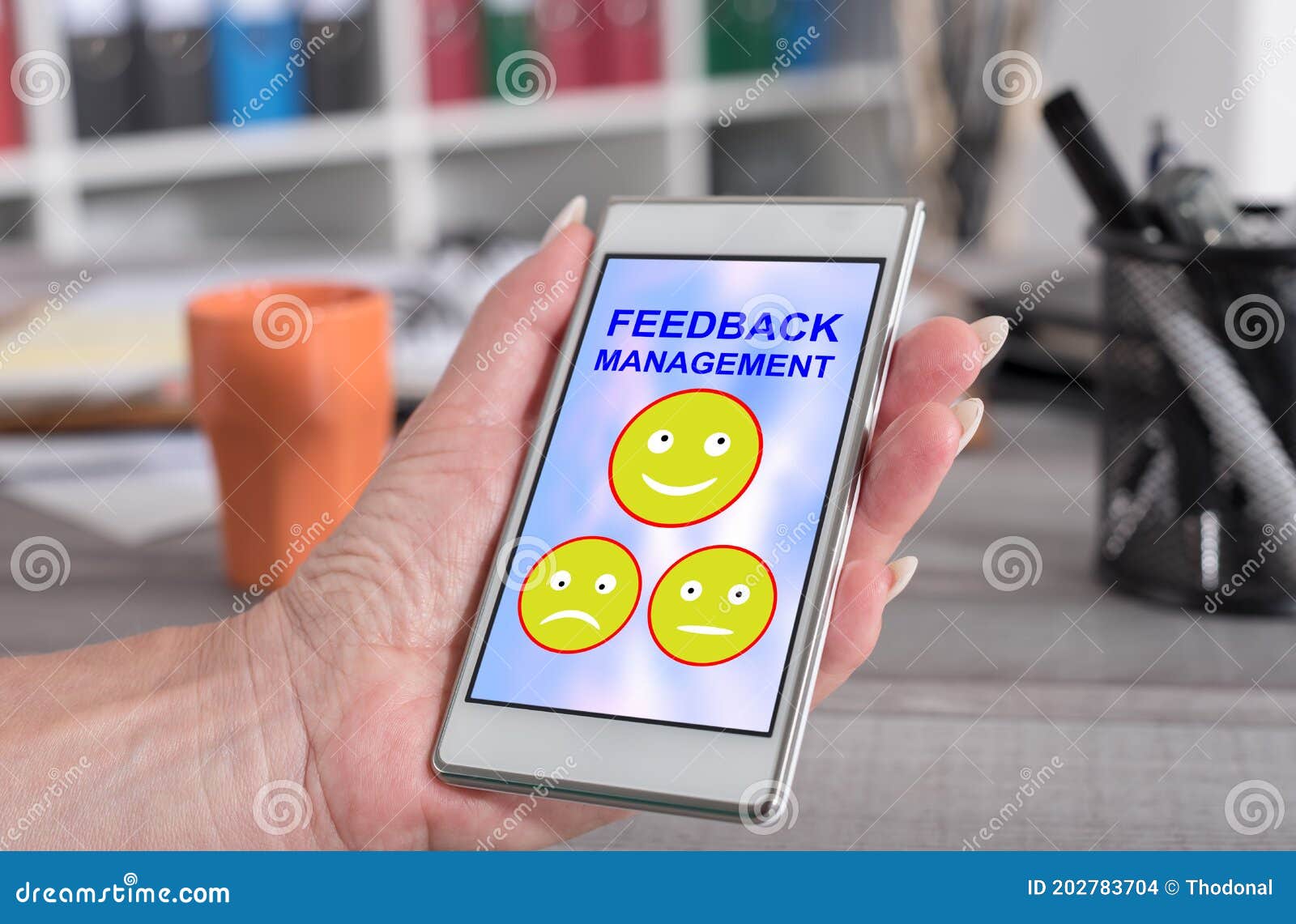 Feedback Management Concept on a Smartphone Stock Photo - Image of ...
