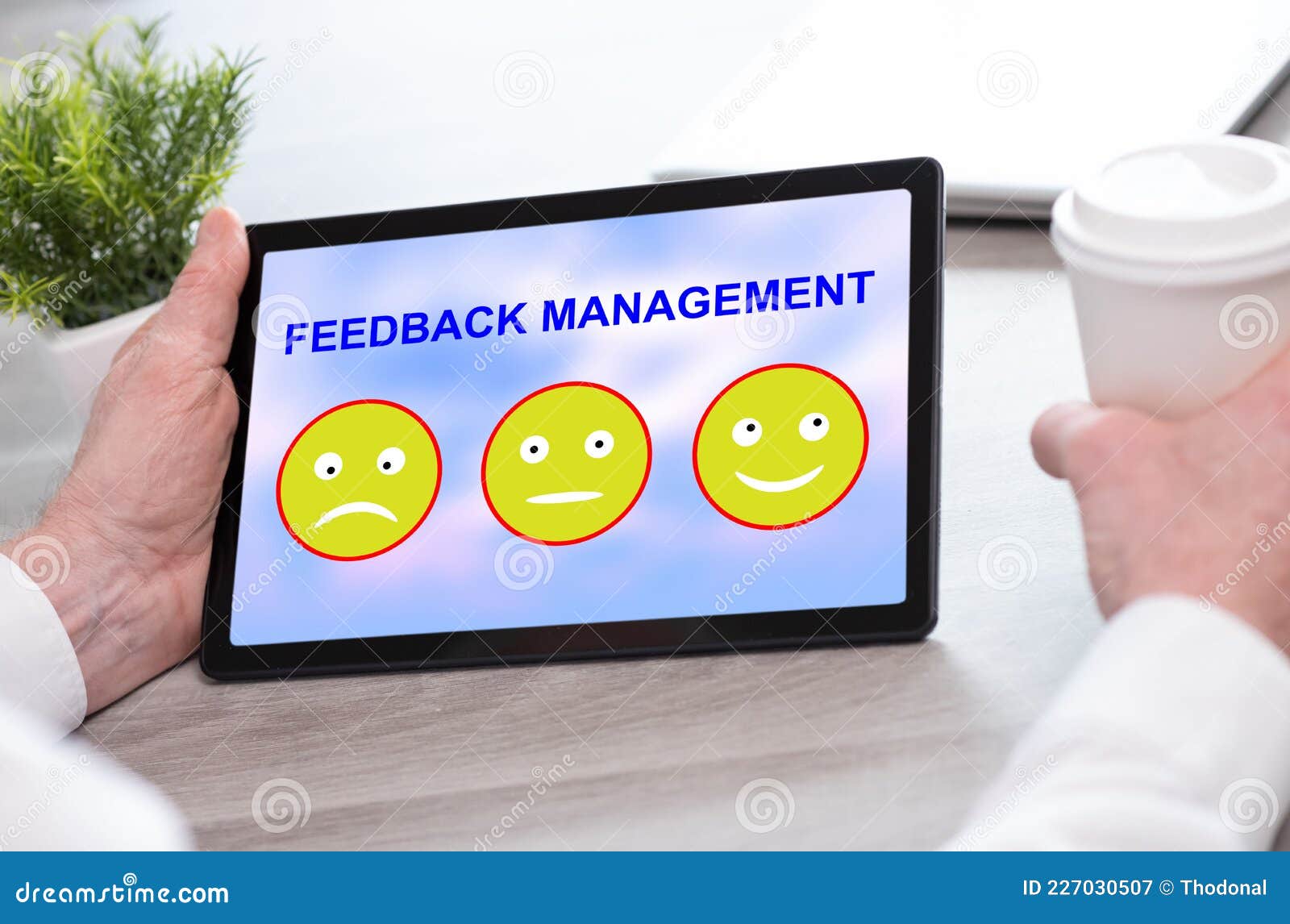 Feedback Management Concept on a Tablet Stock Image - Image of score ...