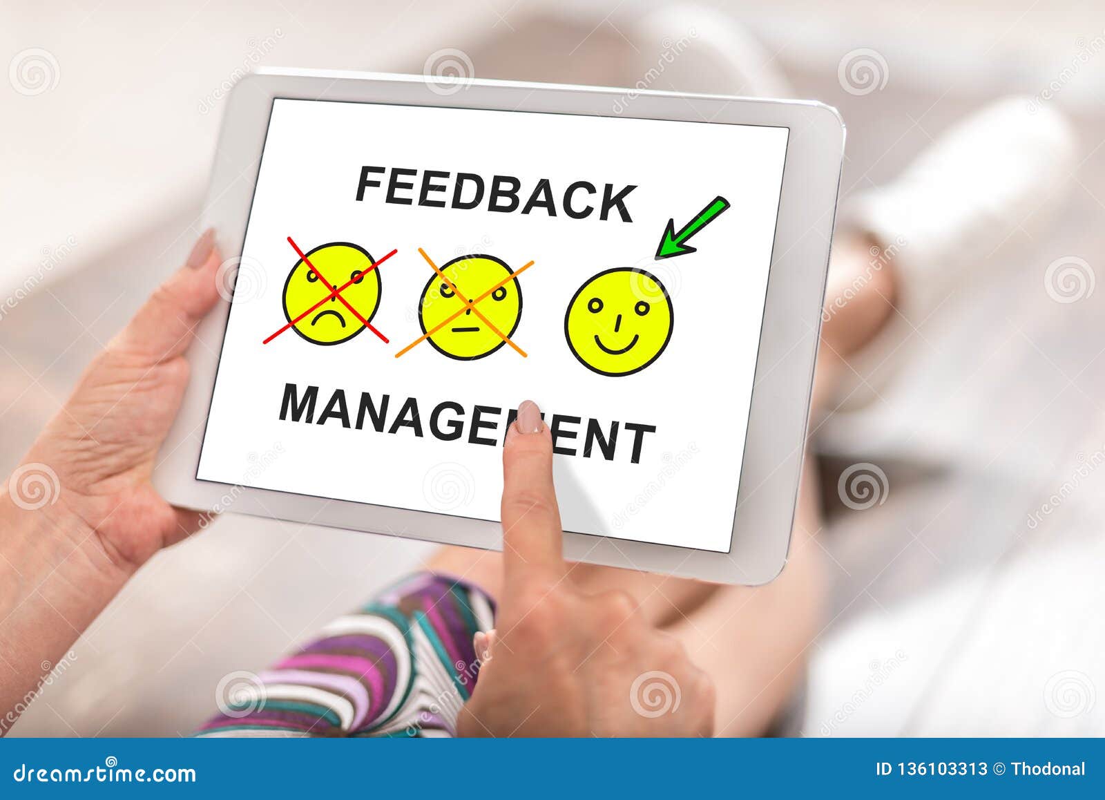 Feedback Management Concept on a Tablet Stock Image - Image of score ...