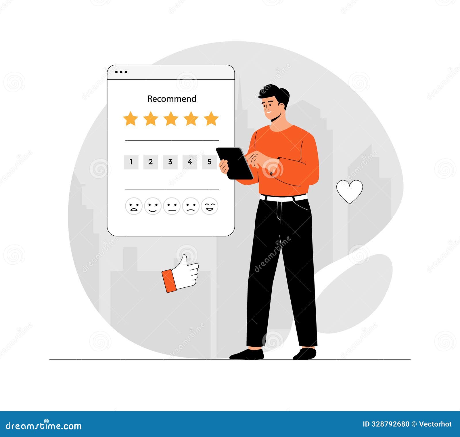 Feedback Page Concept. Man Giving Review and Filling Webpage Form with ...