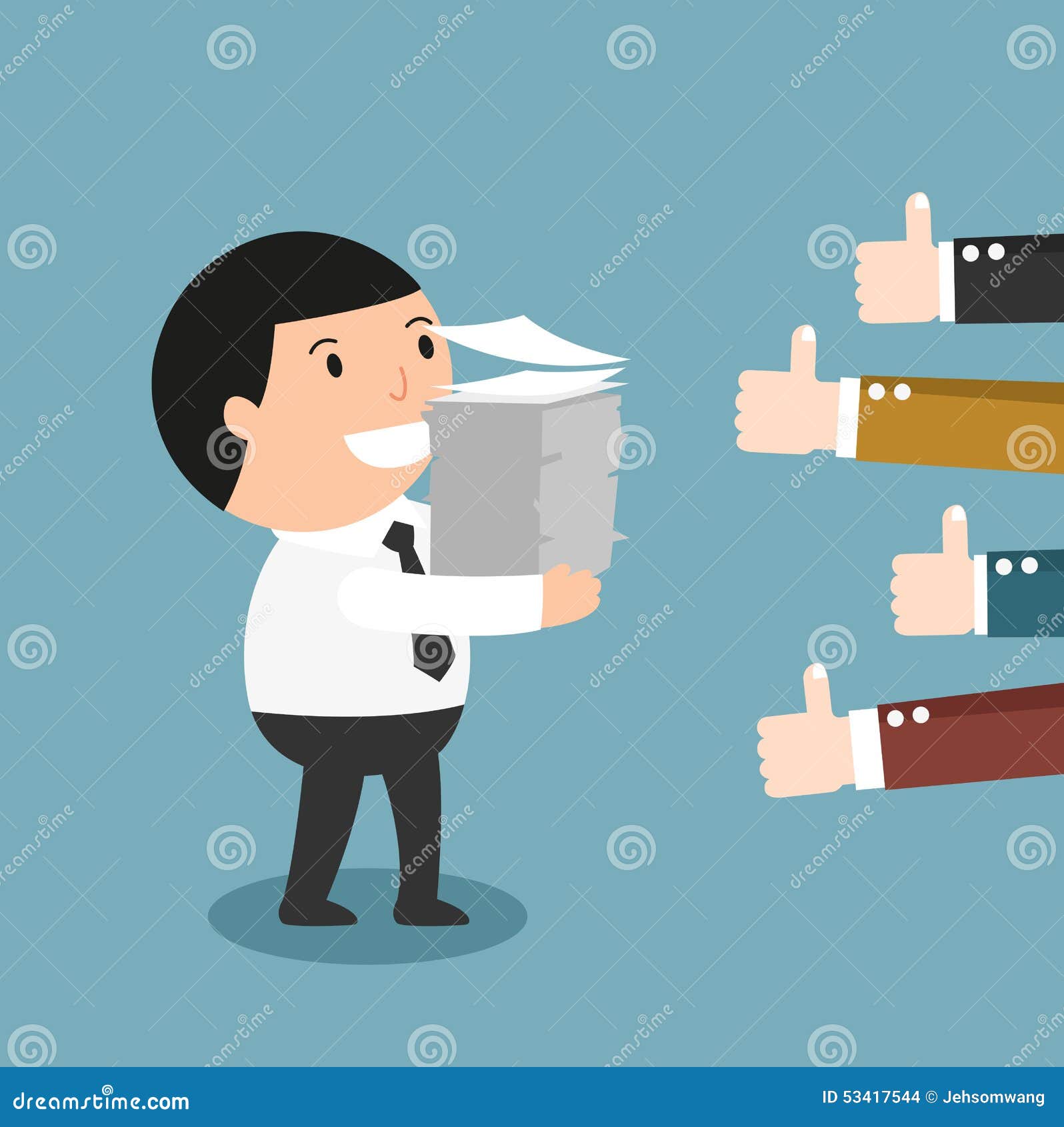 Thumbs Up For Good Performance Vector Cartoon Illustration ...