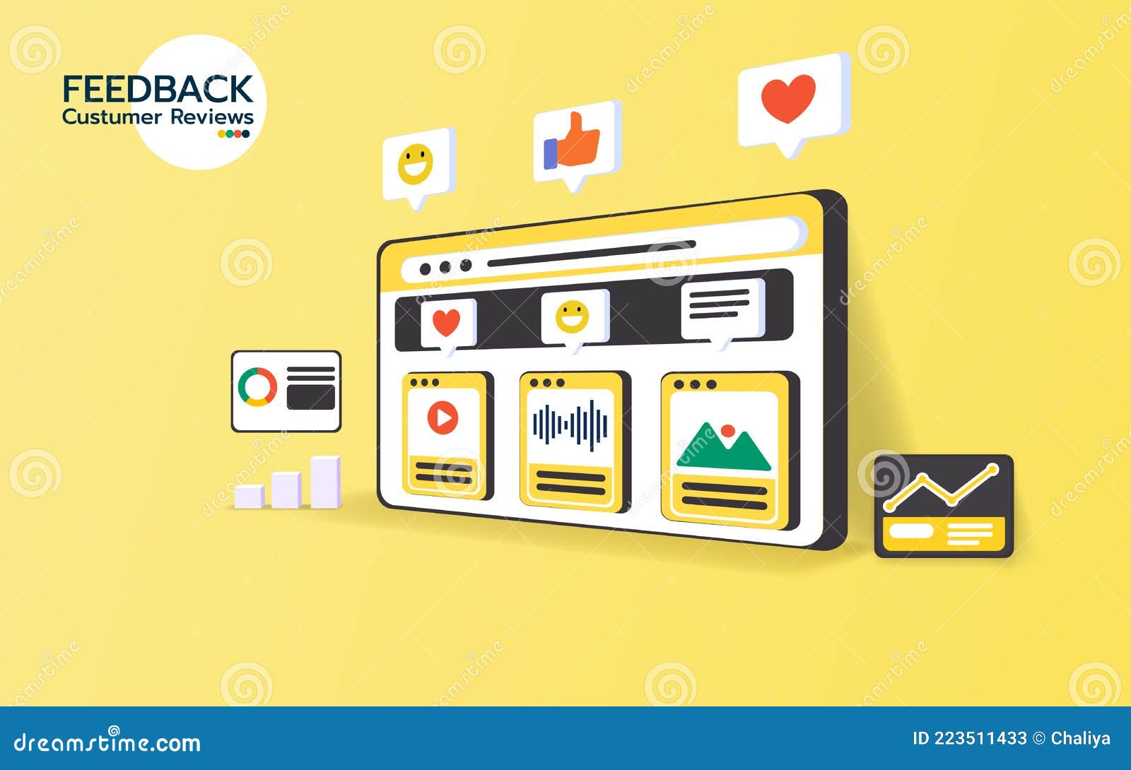 Concept Of Customer Feedback. Rating In The Form Of Stars. Negative Or ...
