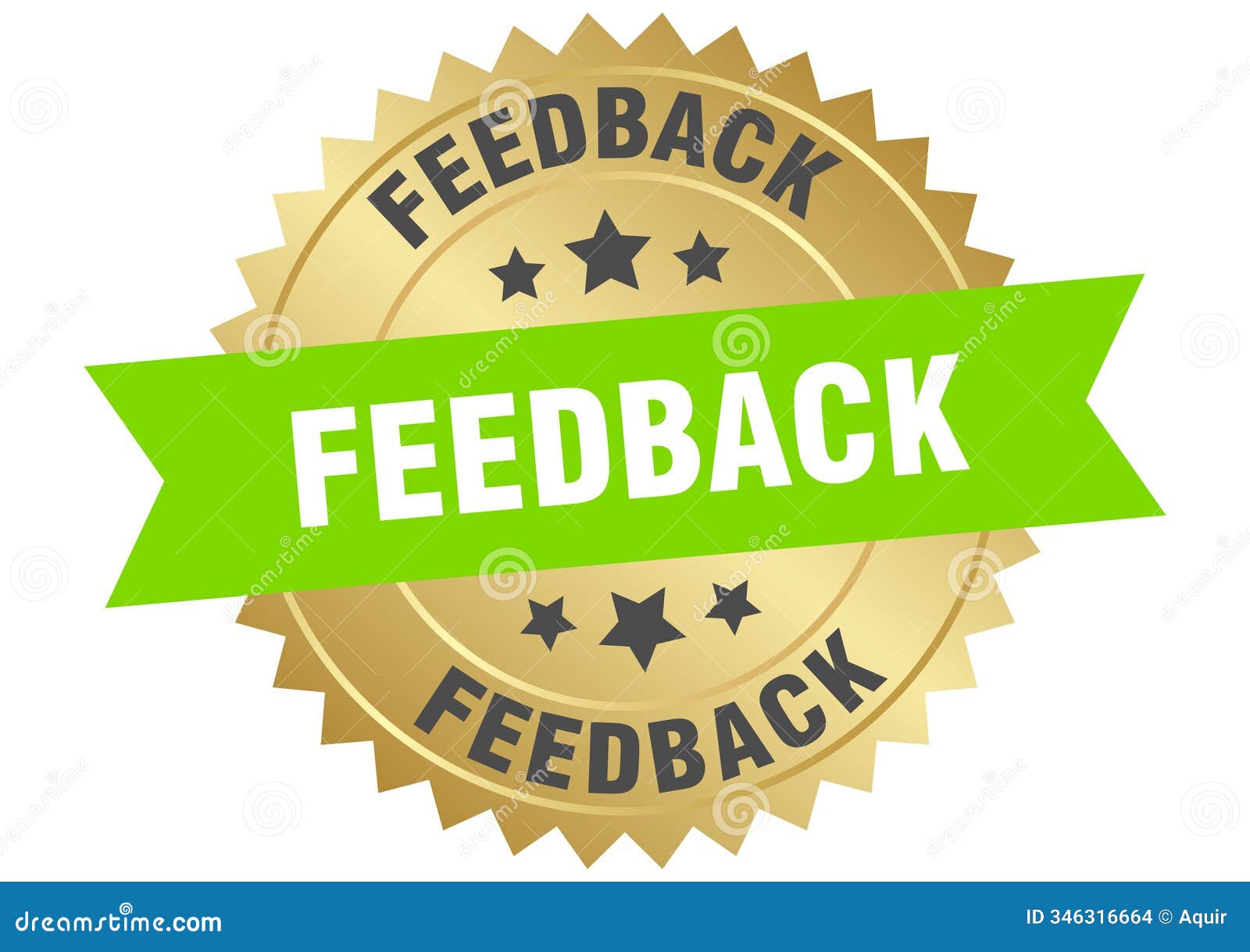 Feedback. Feedback Round Green and Gold Label Isolated on Transparent ...