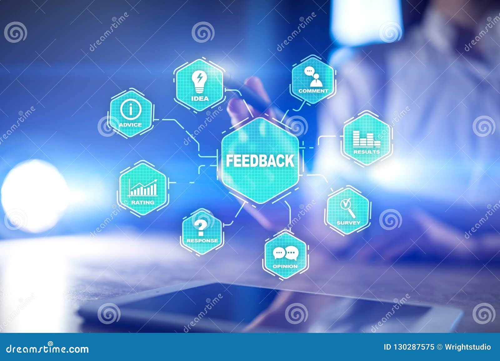 Feedback Service Customer Communication Concept on Virtual Screen ...