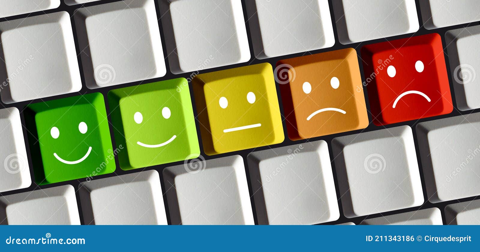 Feedback Smiley Buttons on Laptop Keyboard - Concept Review Stock Photo ...