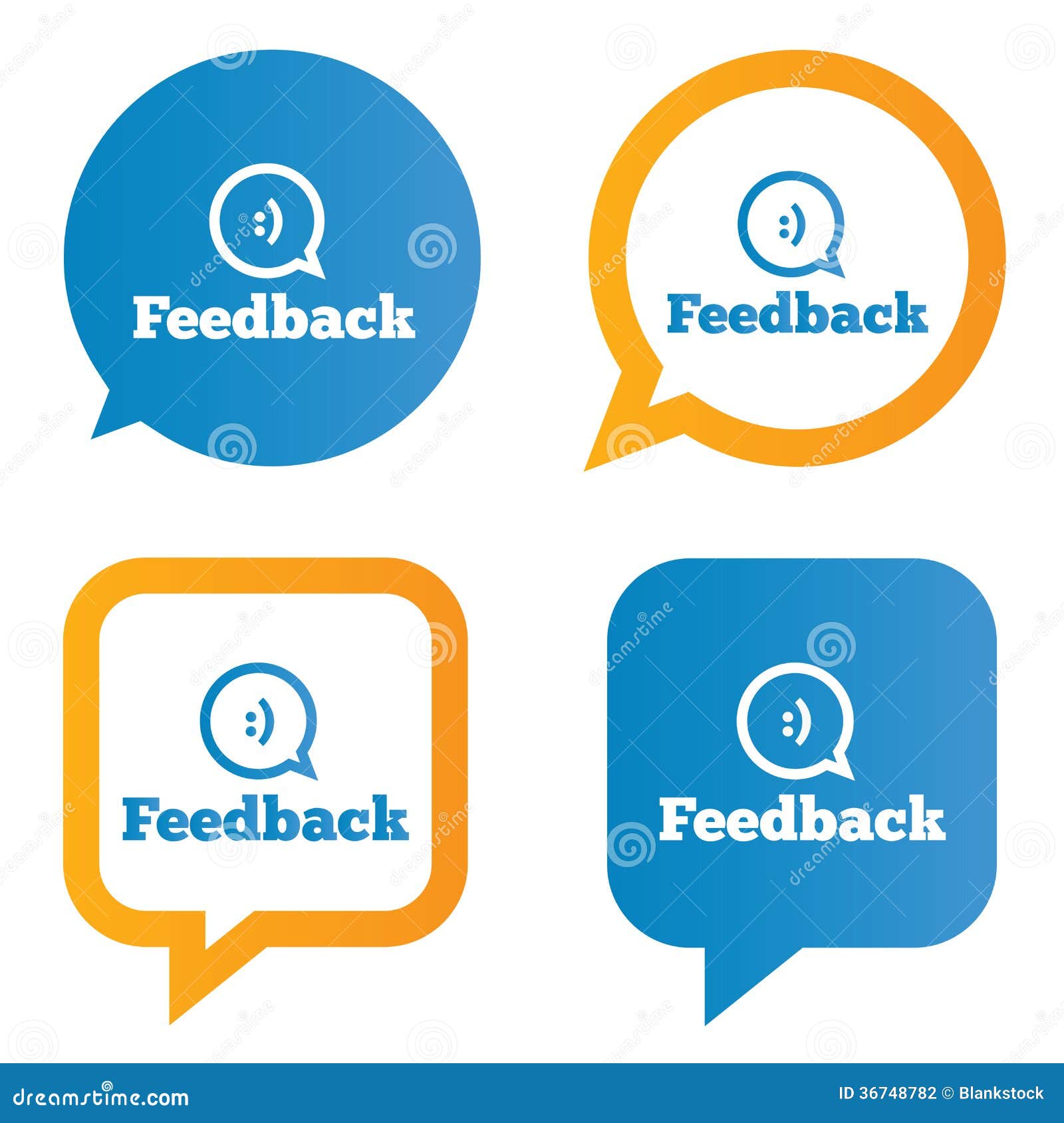 Feedback Speech Bubbles with Smile. Stock Illustration - Illustration ...