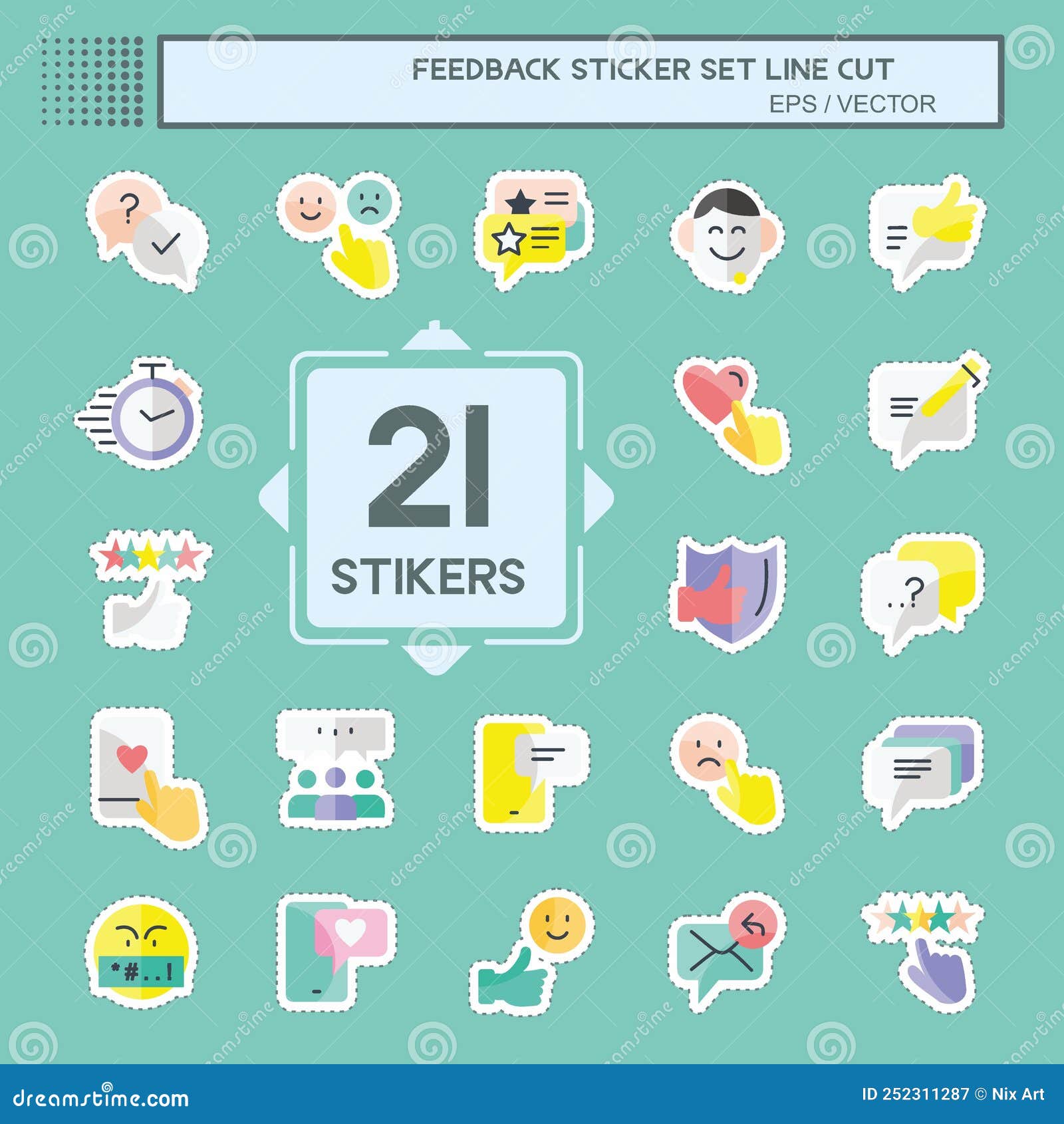 Feedback Sticker Line Cut Set. Suitable for Web Interface Symbol ...