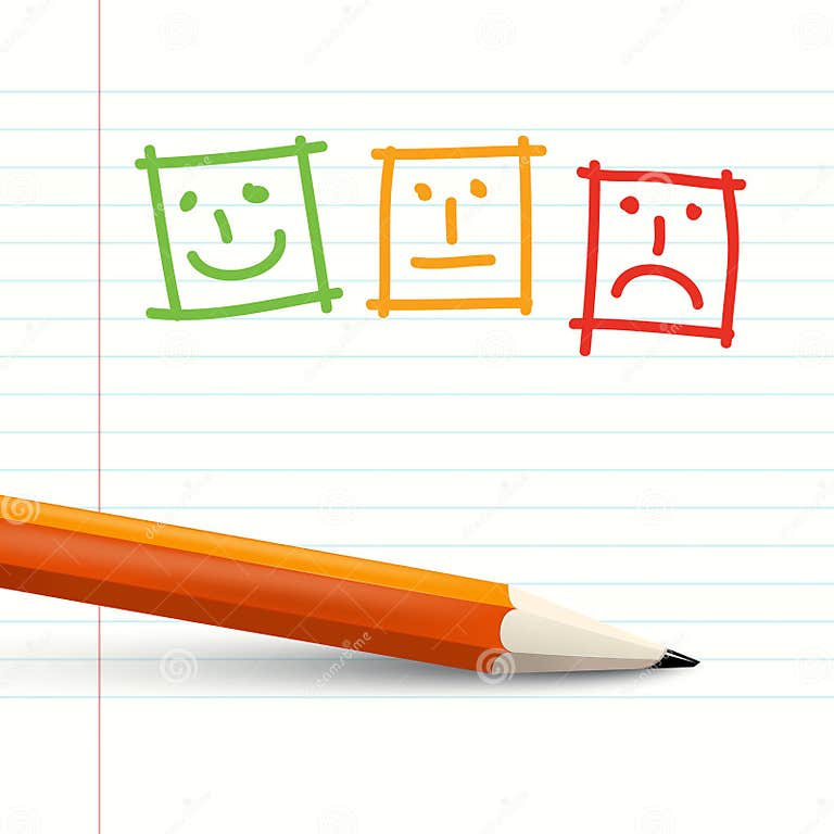 Feedback Symbols on Notebook Paper with Pencil. Stock Vector ...