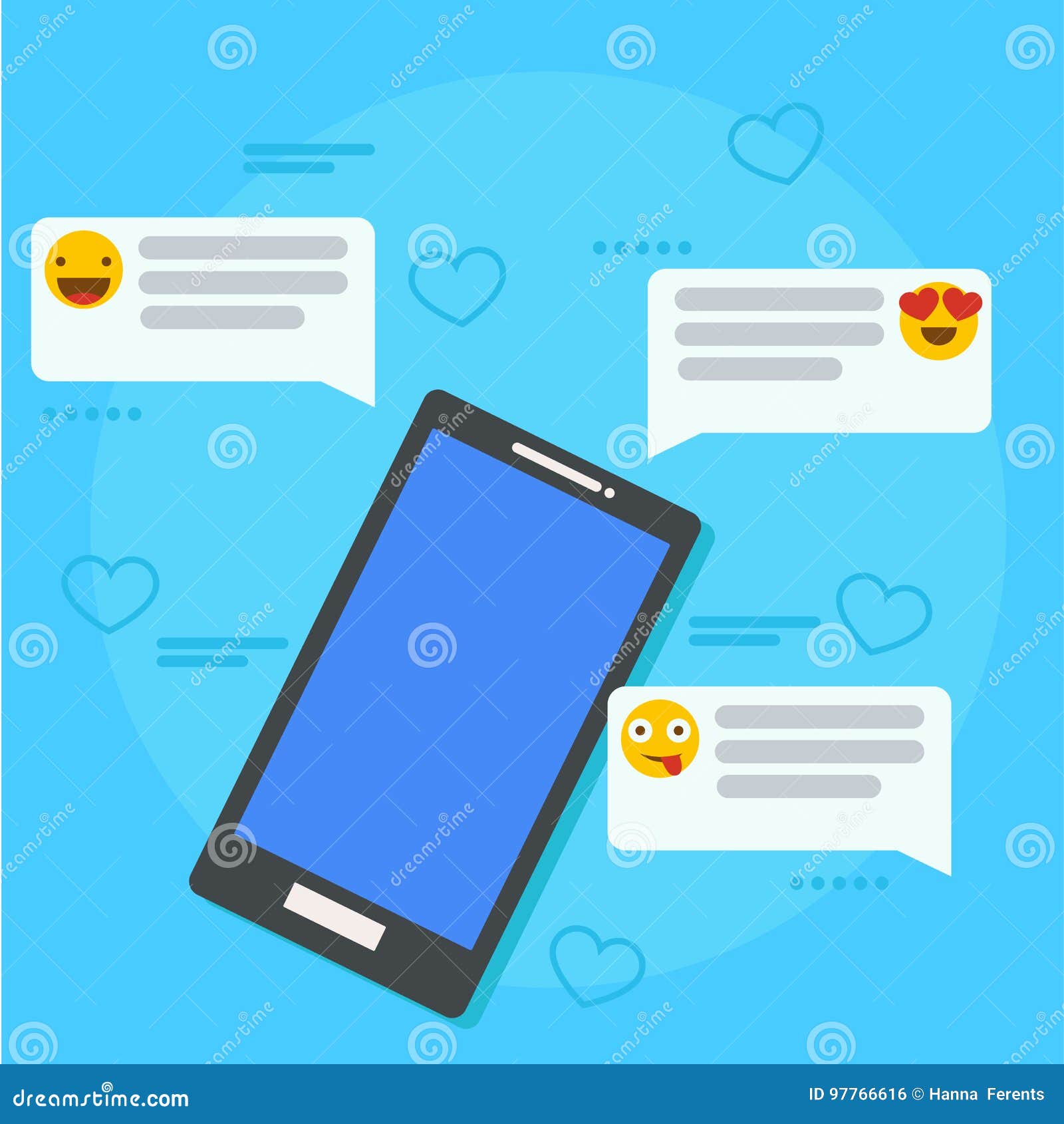 Feedback and Testimonials Banner. Phone with Reviews, Emoticons and ...