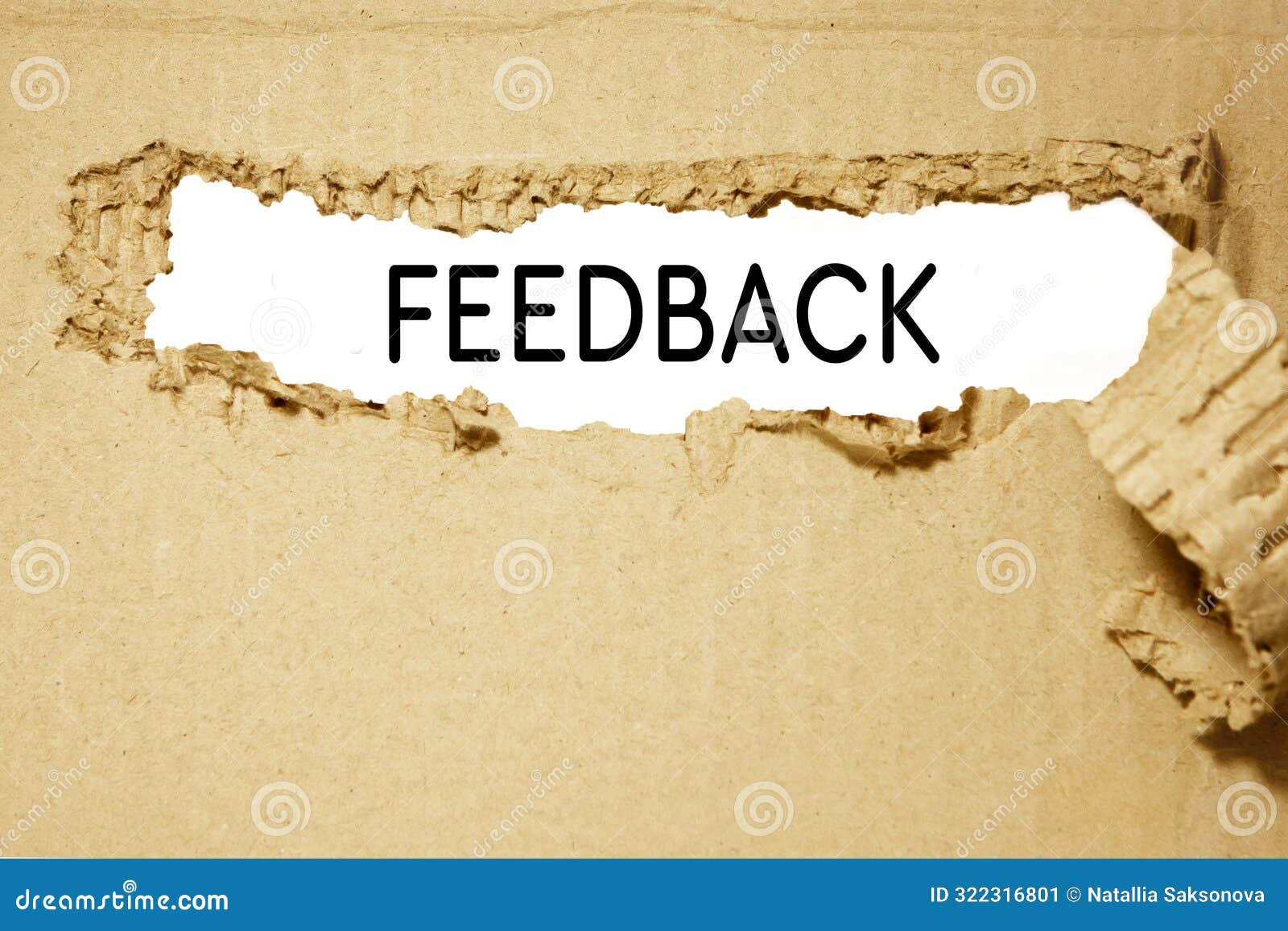 Feedback, Text on Torn Cardboard Paper with White Background. Stock ...