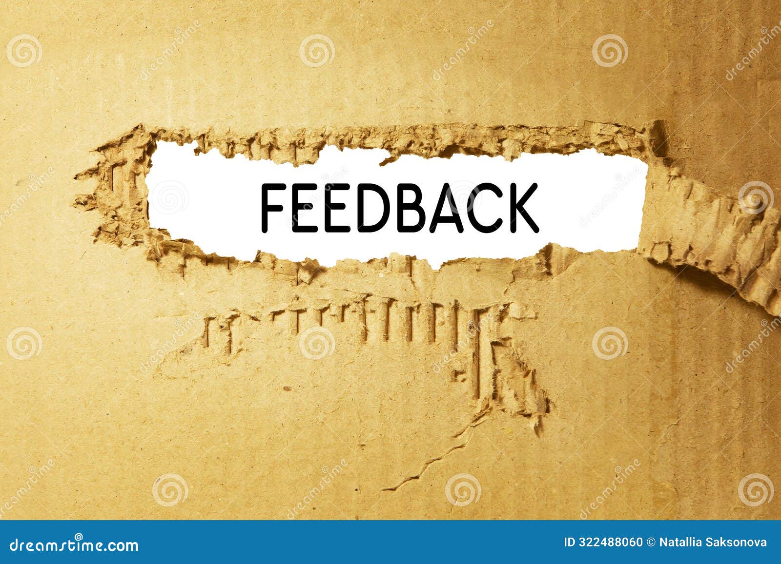 Feedback, Text on Torn Cardboard Paper with White Background. Stock ...
