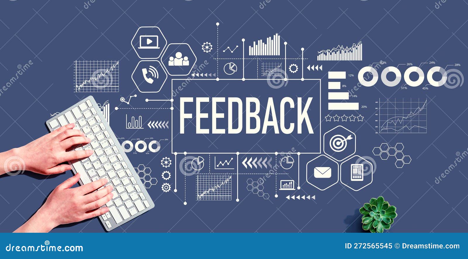 Feedback Theme with Person Using Pc Keyboard Stock Illustration ...