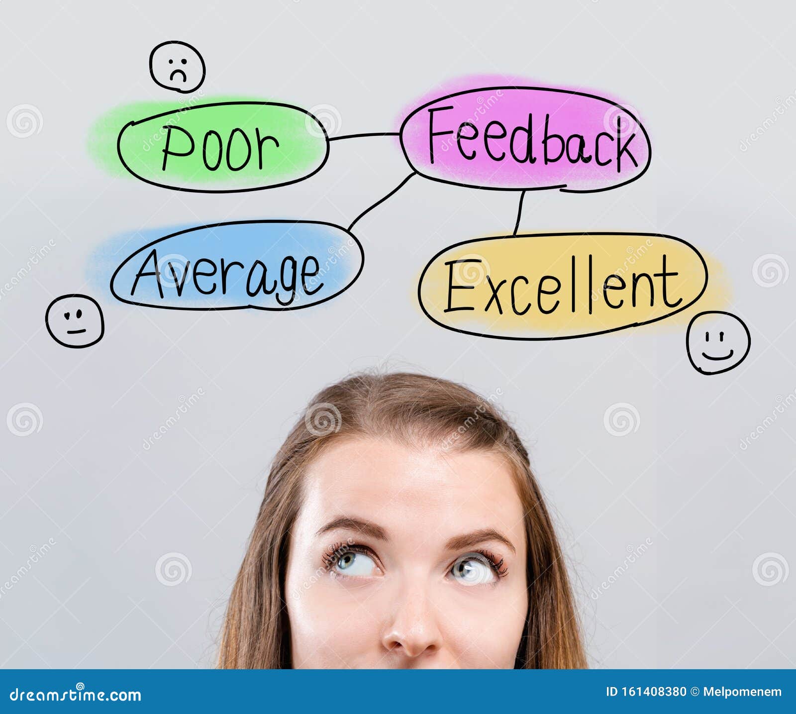 Feedback Theme with Young Woman Stock Photo - Image of bubble, poor ...