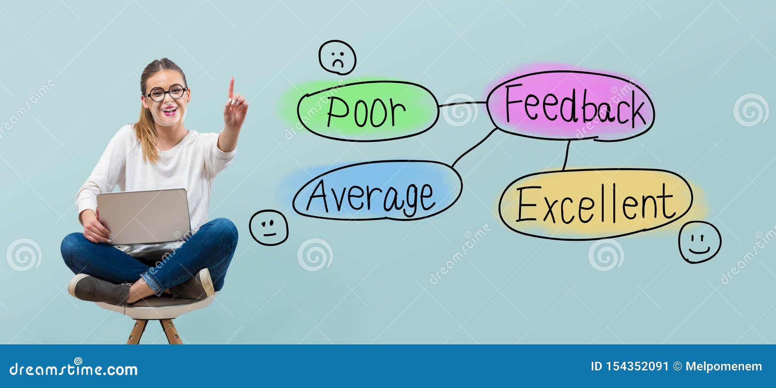 Feedback Theme with Young Woman Stock Image - Image of opinion ...