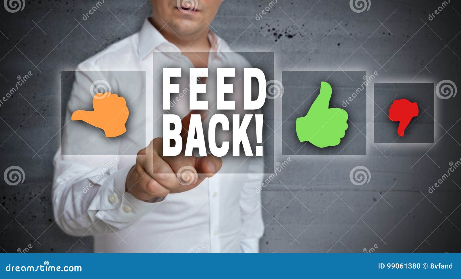 Feedback Touchscreen is Operated by Man Stock Photo - Image of ...