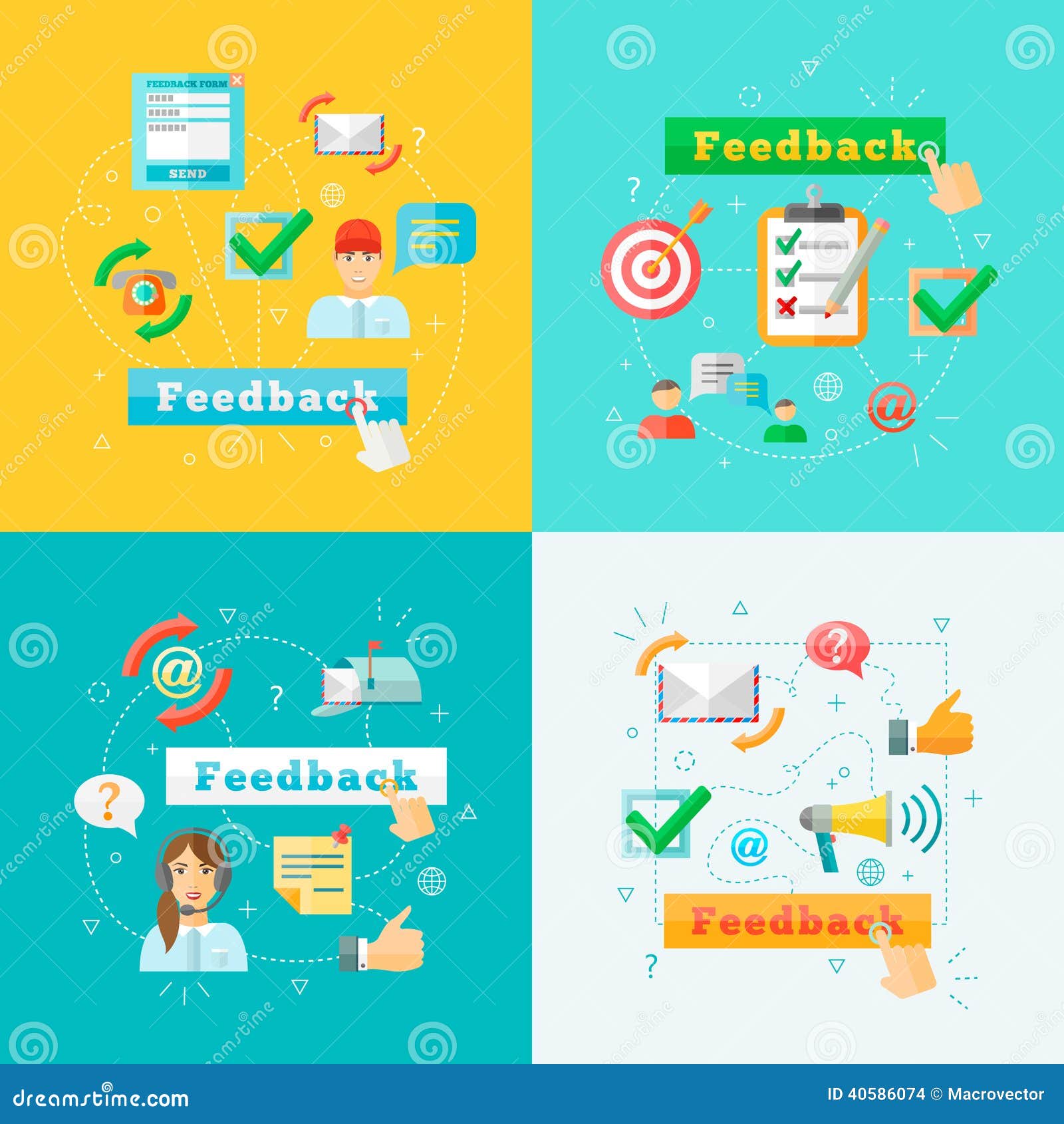 Feedback Web Infographic Elements Set Stock Vector - Illustration of ...