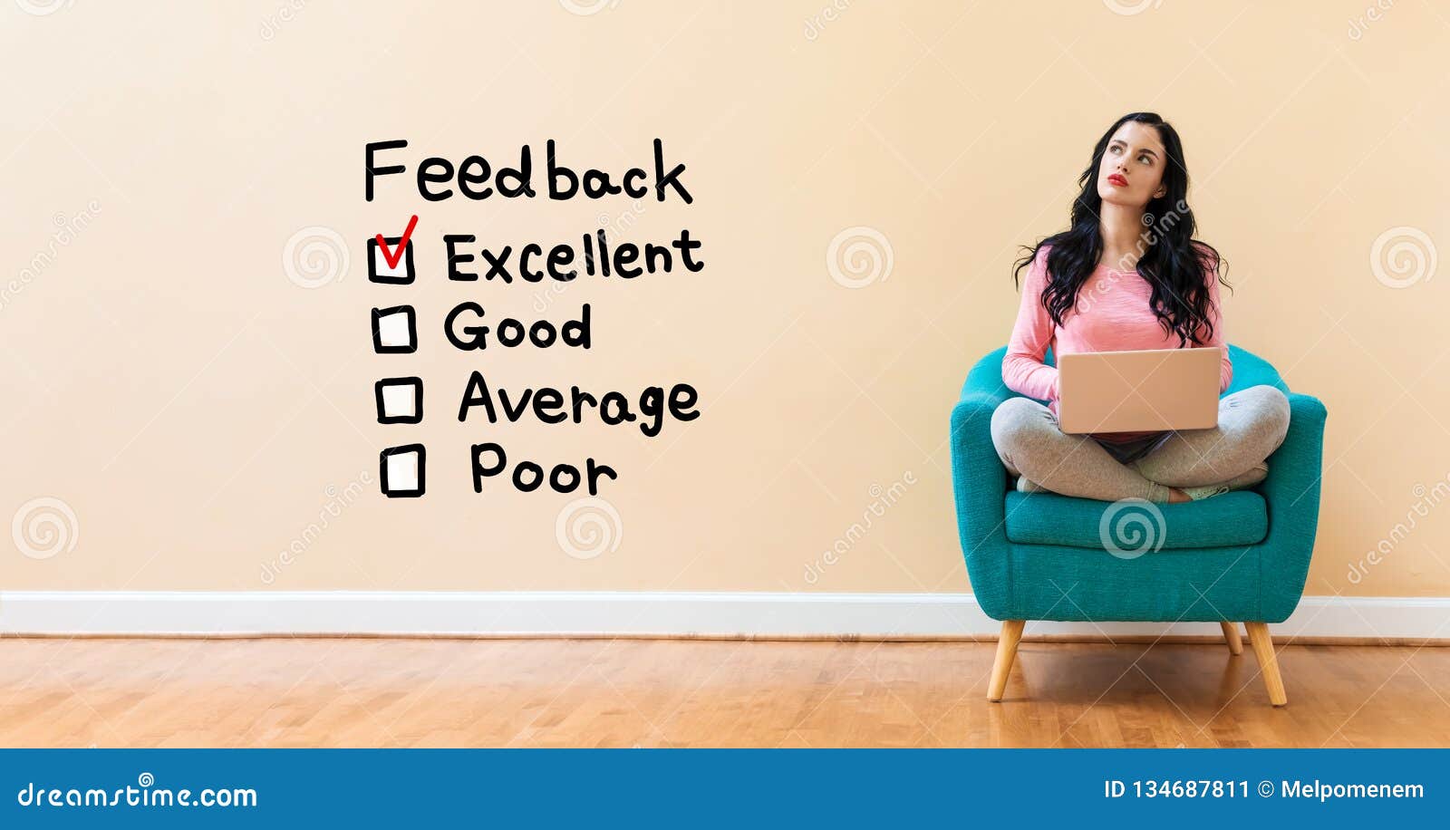 Feedback with Woman Using a Laptop Stock Image - Image of good ...