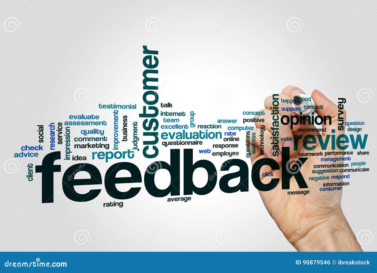 Feedback Word Cloud on Grey Background Stock Photo - Image of client ...
