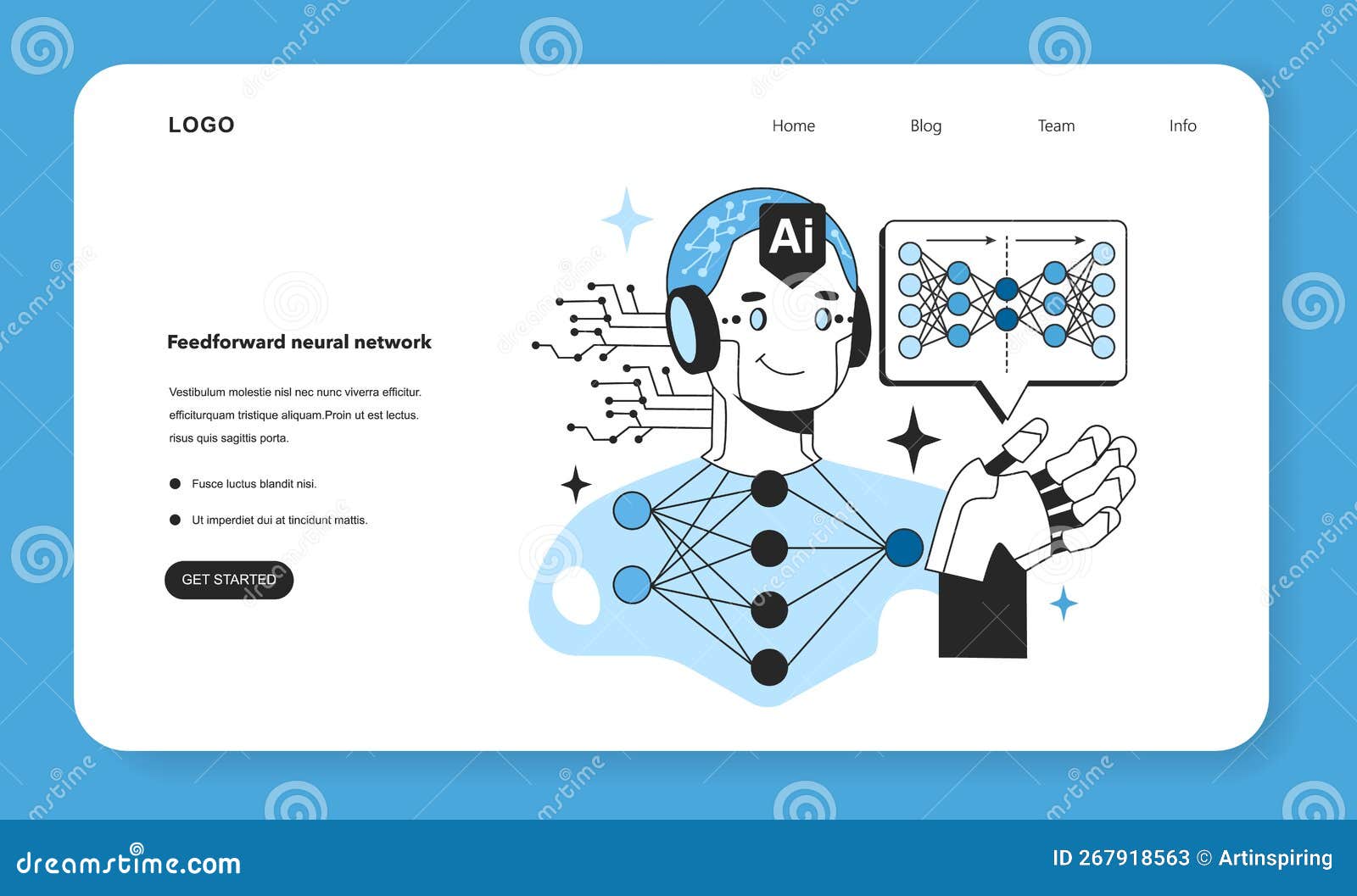 Feedforward Artificial Neural Network Web Banner or Landing Page Stock Vector - Illustration of ...