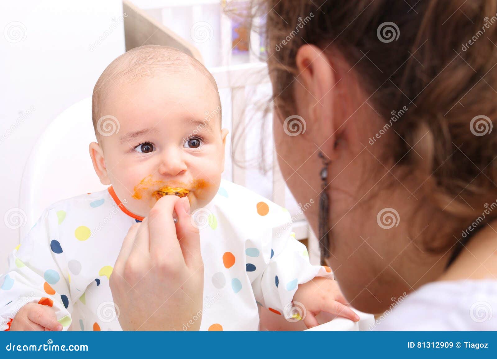 Feeding a baby boy stock image. Image of food, feeding - 81312909