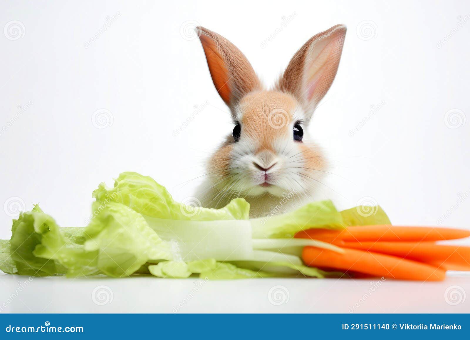 Feeding a Cute Bunny: Studio Portrait with Carrots Stock Illustration ...