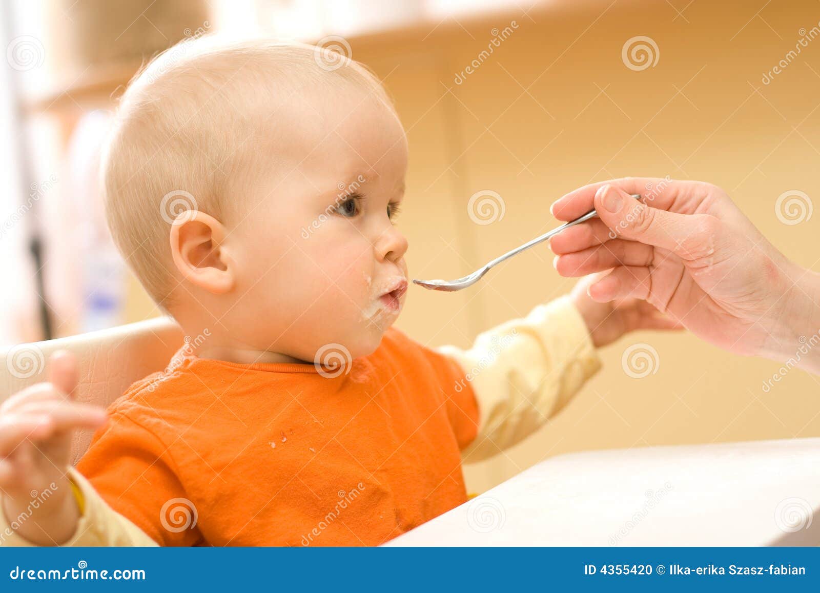 Feeding a little baby boy stock photo. Image of look, colored - 4355420