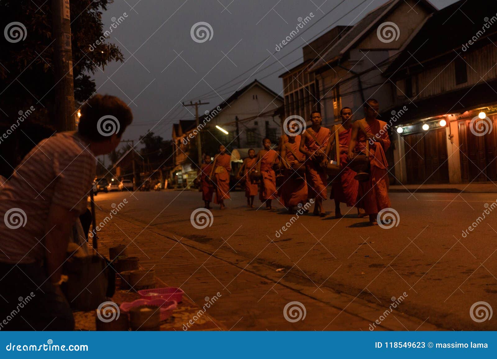 Tak Bat, Luang Prabang, Laos. Editorial Stock Photo - Image of bald ...