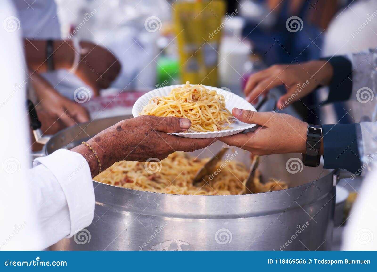 Feeding the Poor To Alleviate Hunger. Give Concept Stock Photo - Image ...