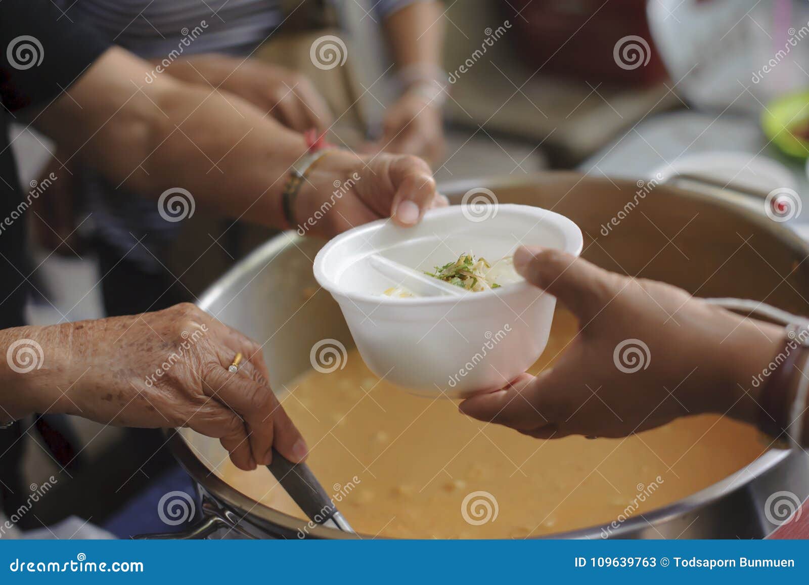 Feeding the Poor To Hands of a Beggar. Poverty Concept Stock Image ...