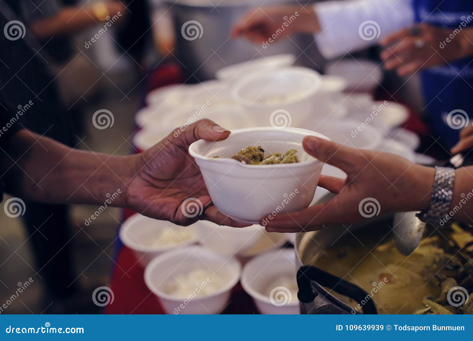 Feeding the Poor To Hands of a Beggar. Poverty Concept Stock Image ...
