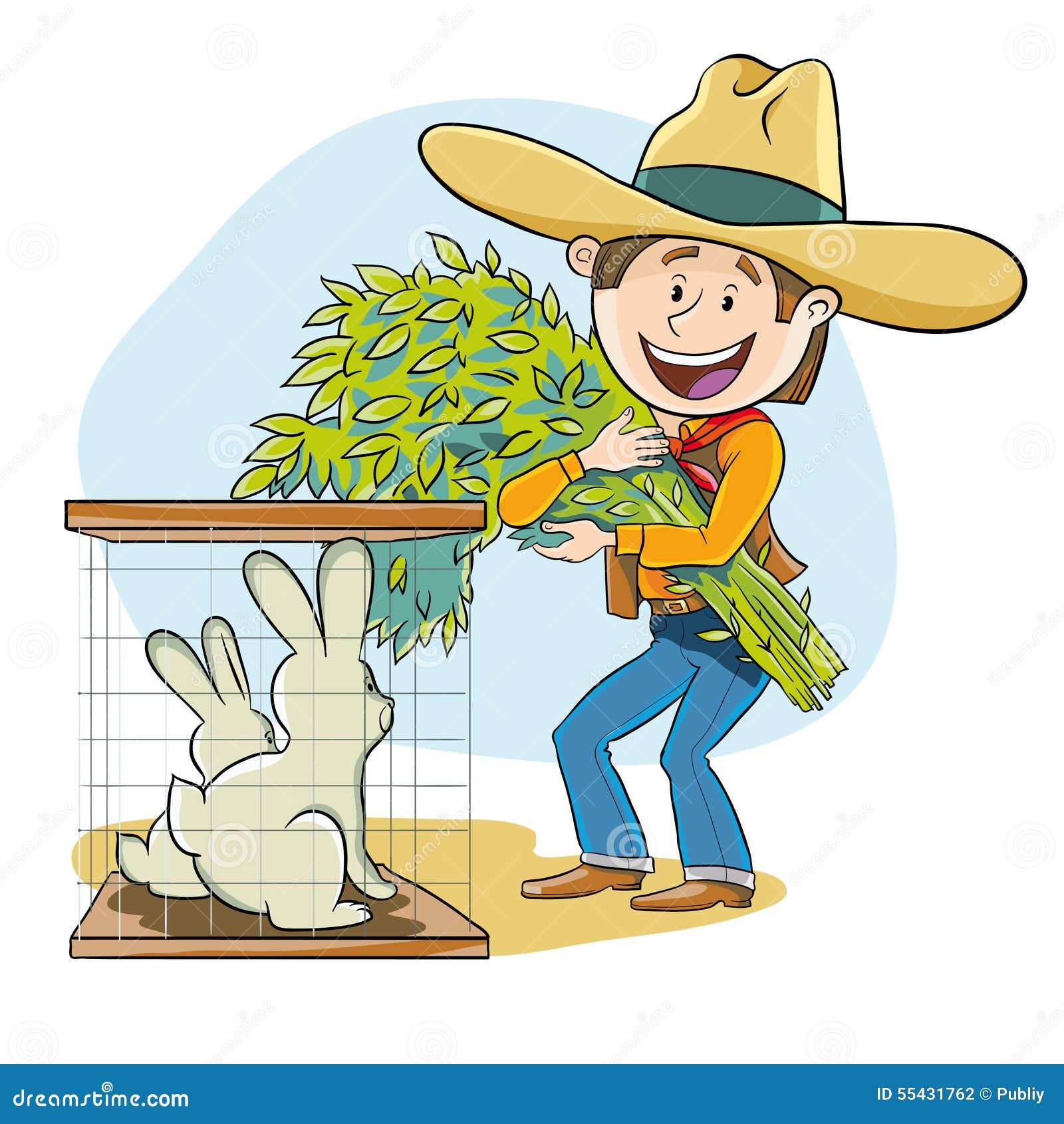Feeding The Rabbits Stock Vector - Image: 55431762