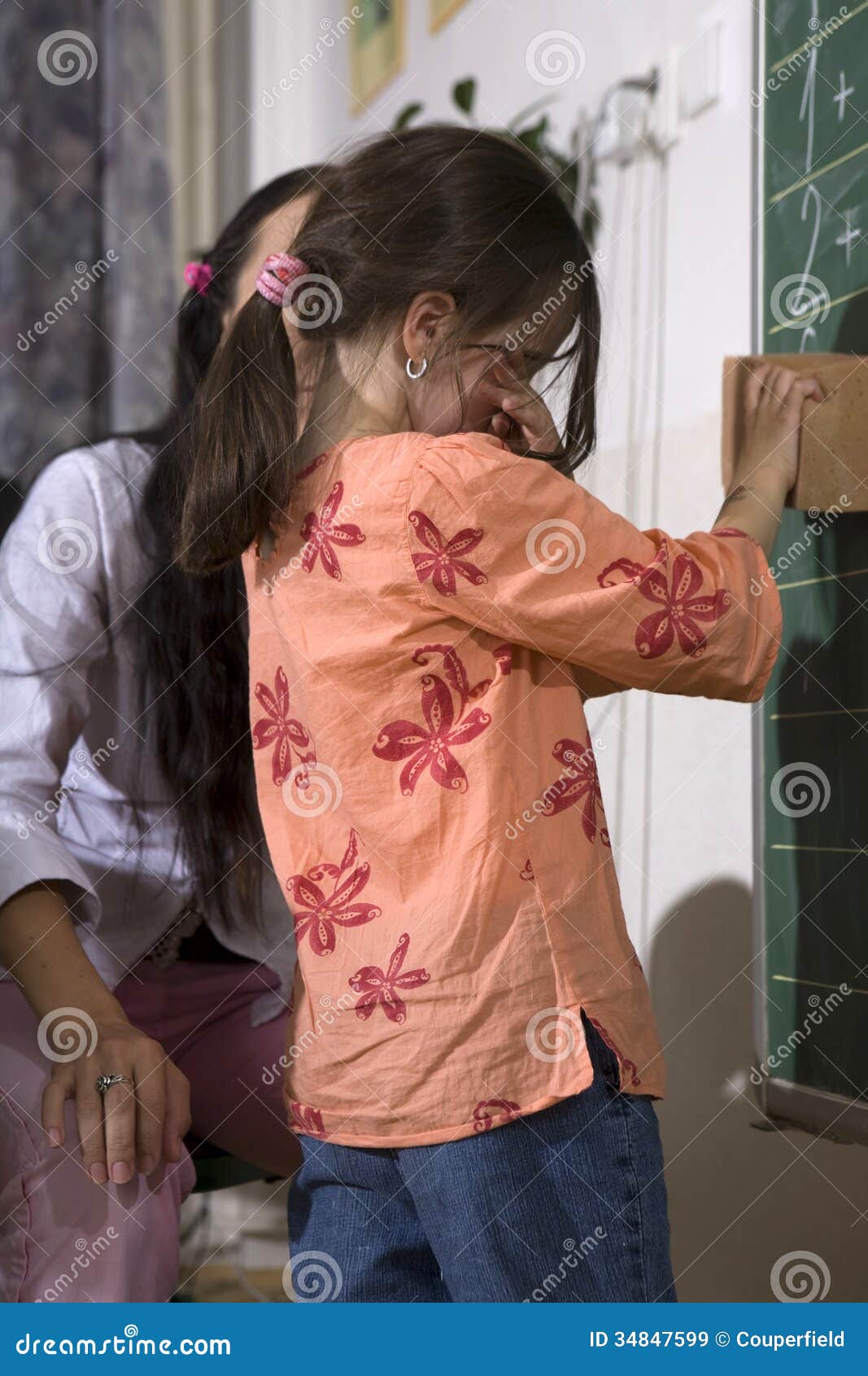 She feel ashamed to write stock image. Image of teach - 34847599