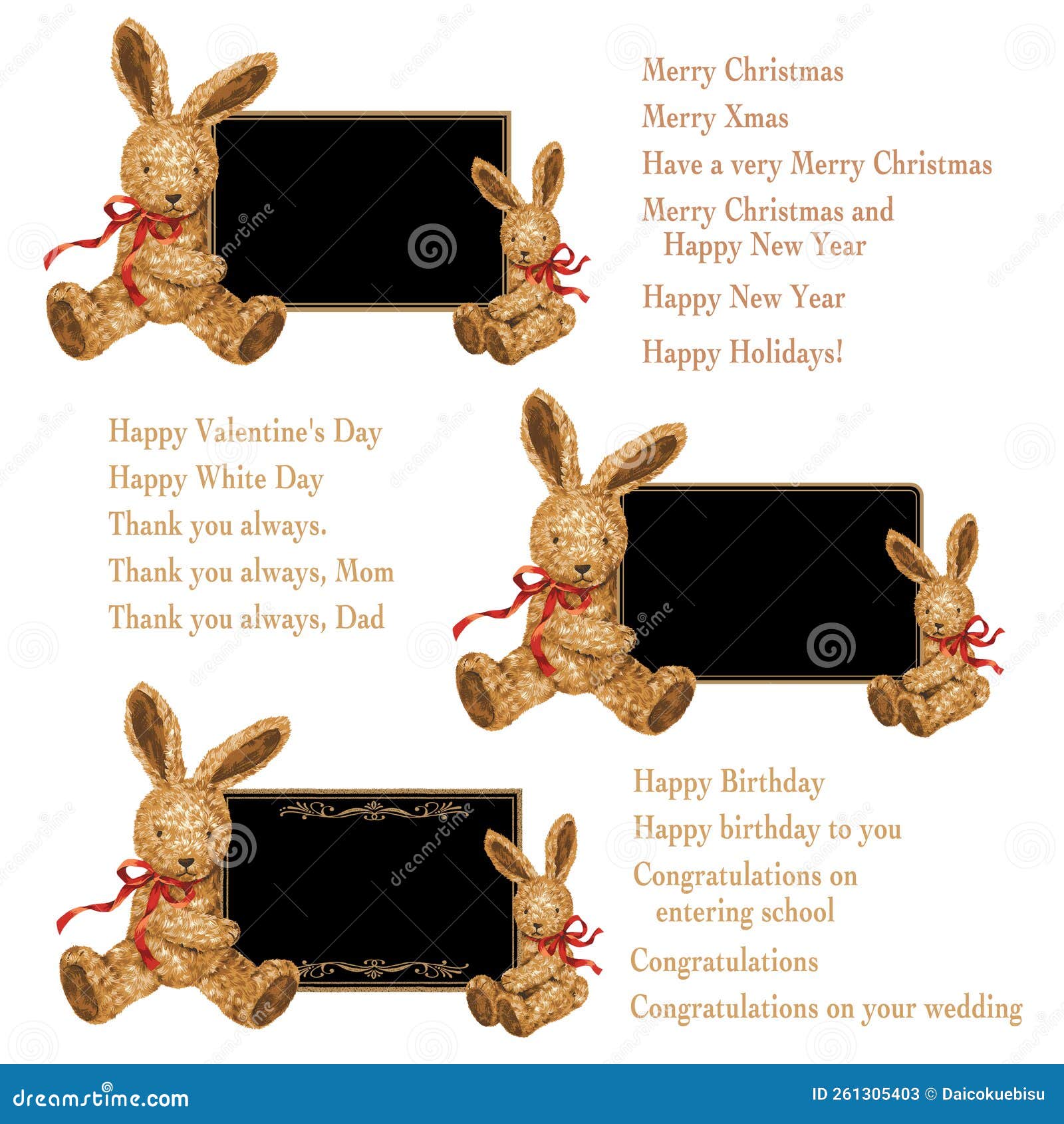 Greeting Card Material Using Cute Hand-drawn Rabbits,, Stock ...